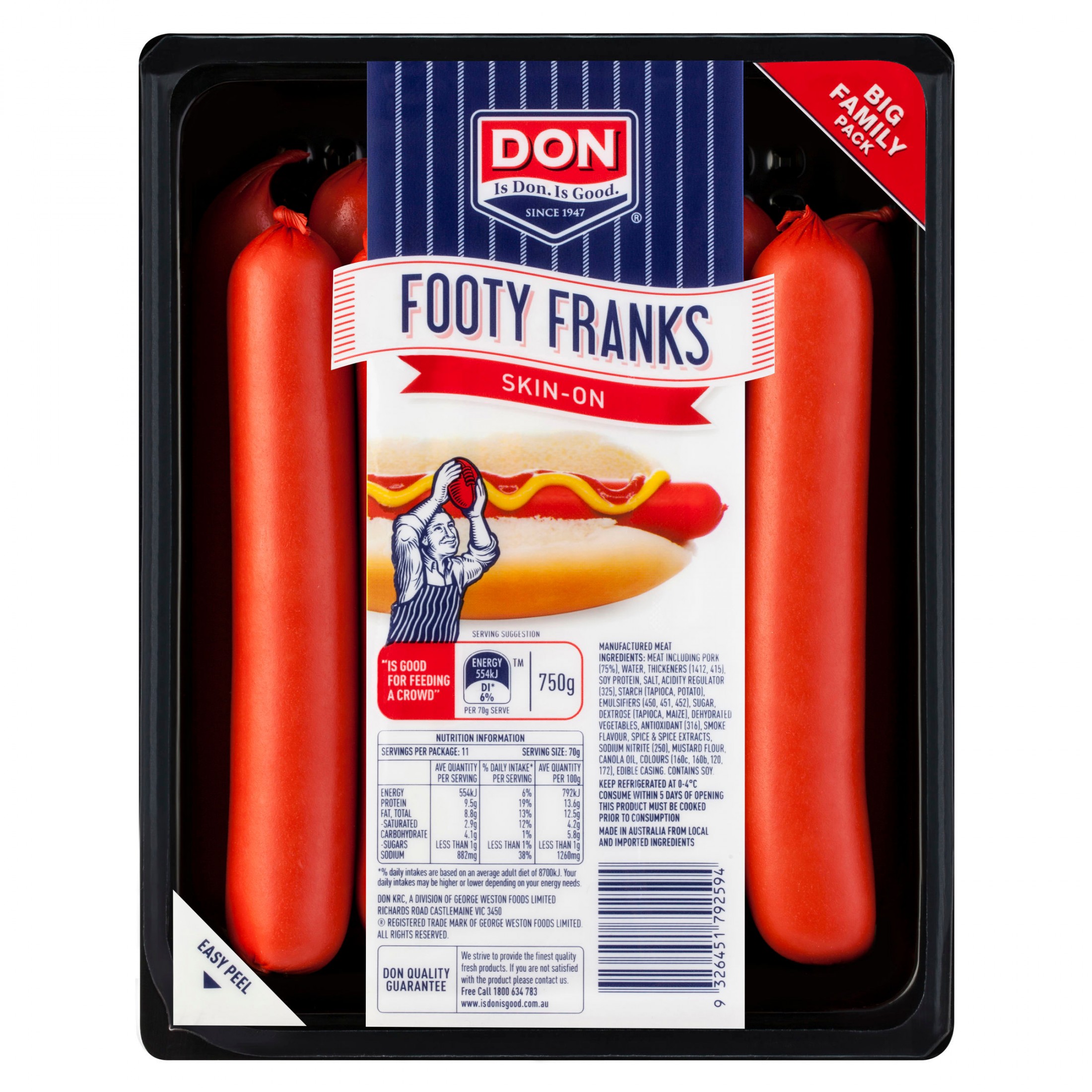 DON® Skin-On Footy Frankfurts 750g – Don